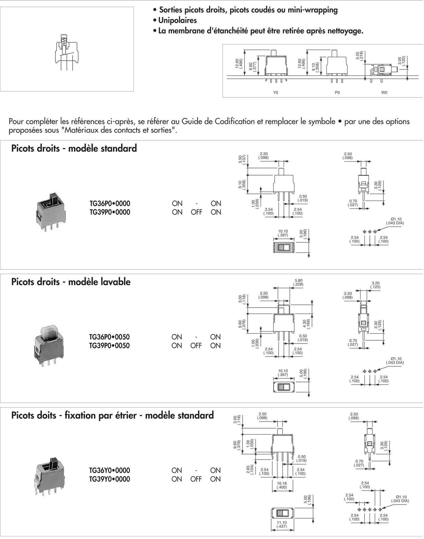 Interrupteurs subminiatures a glissière - TG Series - Sonectrad-BRN